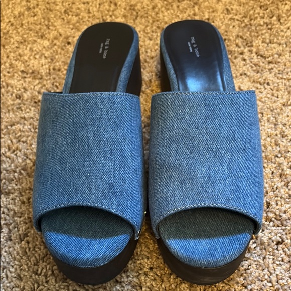 rag & bone | Shoes | Rag Bone Blue Mara Denim Platform Slides | Poshmark